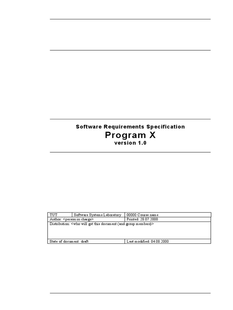 Program X: Software Requirements Specification | PDF | Specification ...