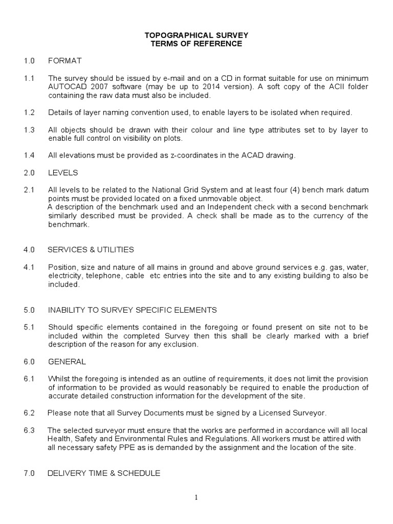 TOR For Topographical and Cadastral Survey - 26-Sept-2014 | PDF ...