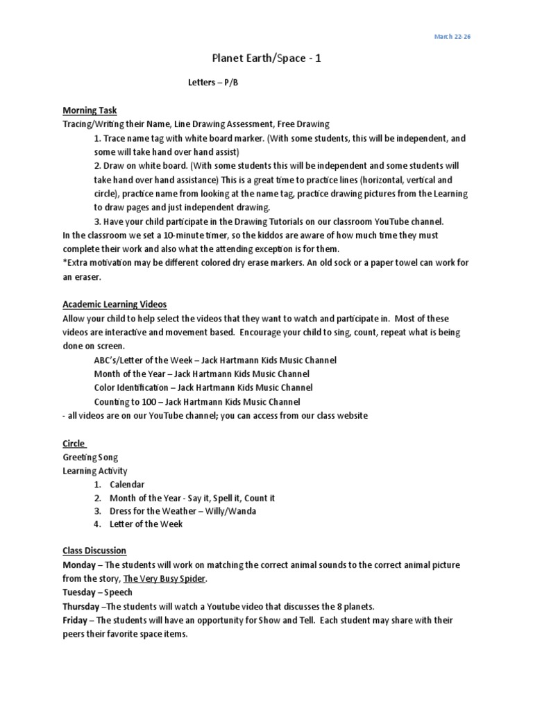 Preschool Theme 2020 - Planet Earth-Space-1 | PDF | Shaving | Curriculum