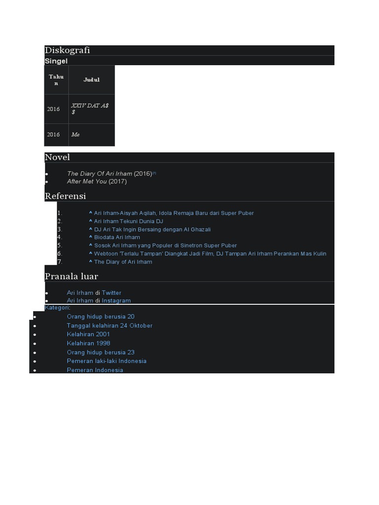 Diskografi Ari Irham dan Karya Terbaru | PDF | Olahraga & Rekreasi | Perjalanan