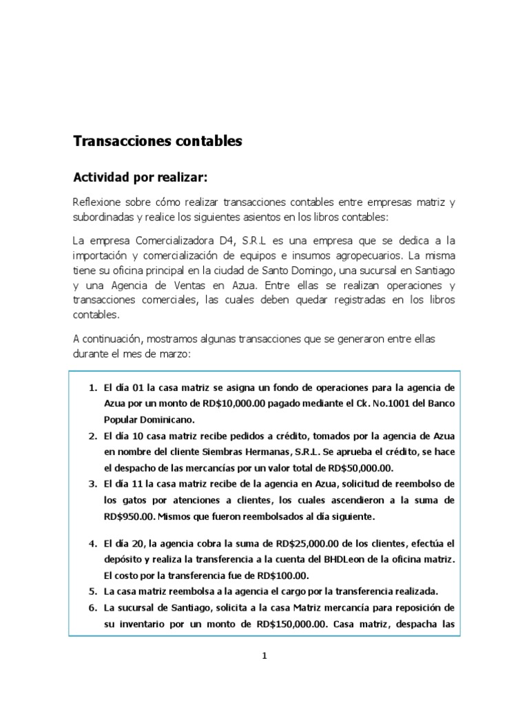 Transacciones Contables | PDF