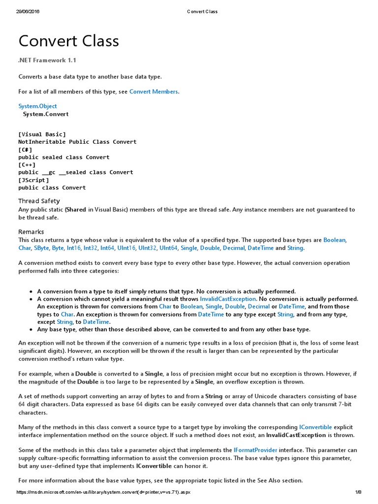 Convert Class: Thread Safety | Download Free PDF | Data Type | C Sharp ...