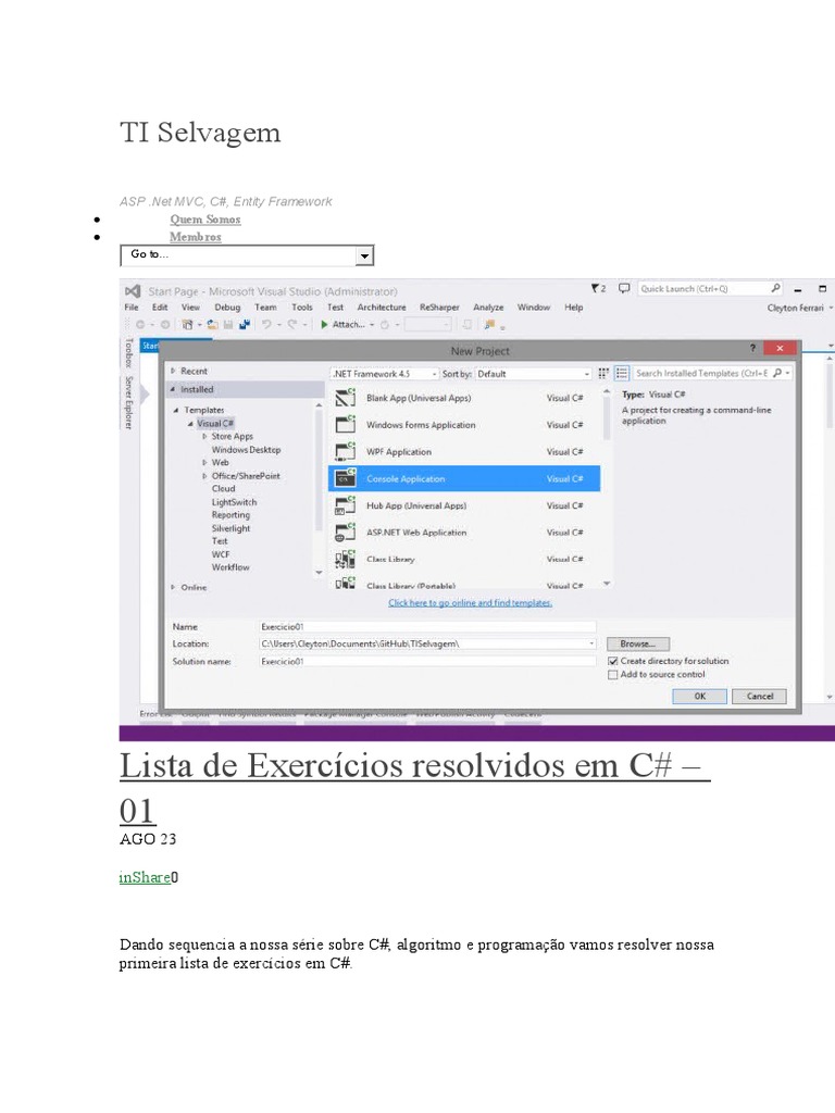 Exemplos Exercícios | PDF | C Sharp (linguagem de programação ...