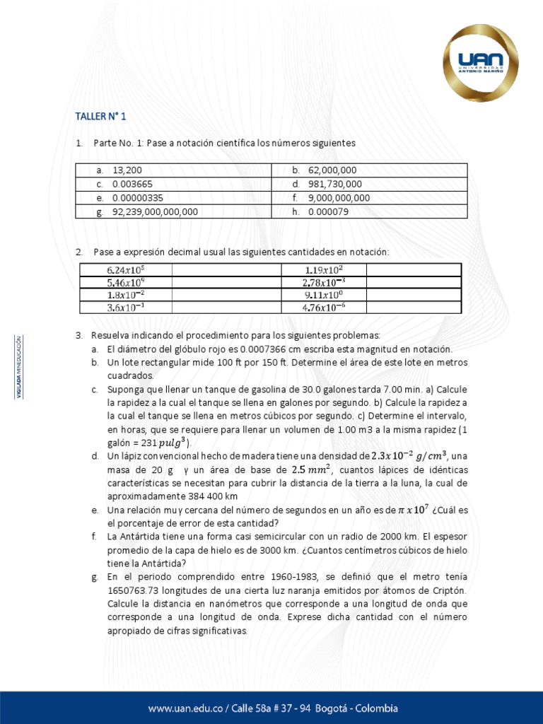 Conversión De Unidades Y Notación Científica Pdf Volumen Cantidad