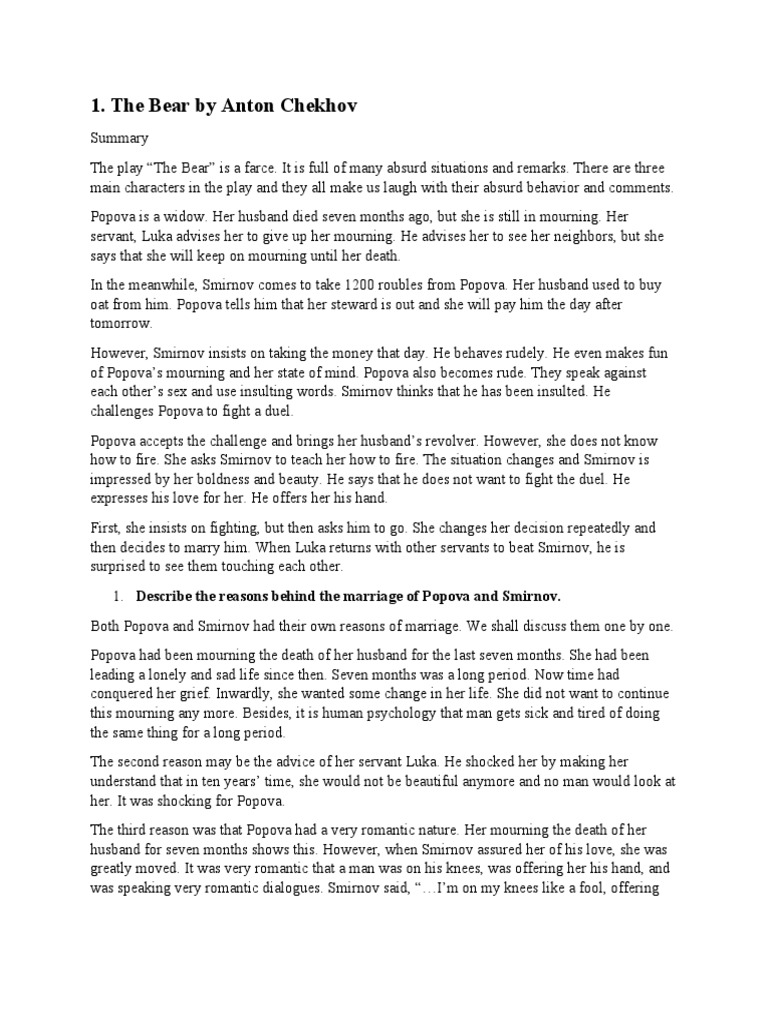 The Bear by Anton Chekhov | PDF