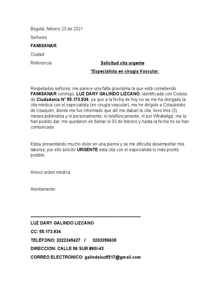 Carta Solicitud Cita | PDF