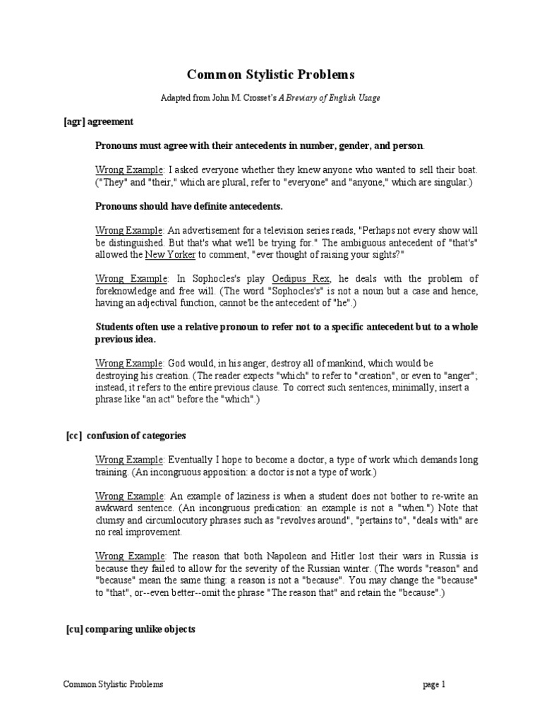 Common Stylistic Problems | PDF | Linguistic Typology | Syntax