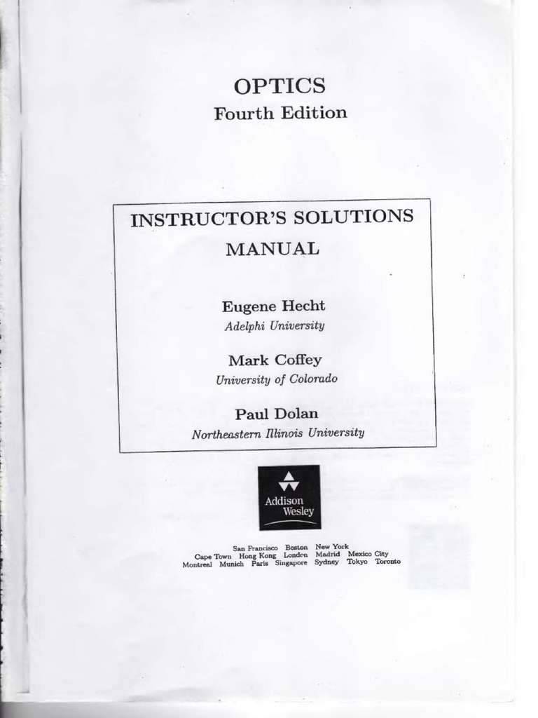 Solucionario Optics Hecht E4d Inglish XD | PDF