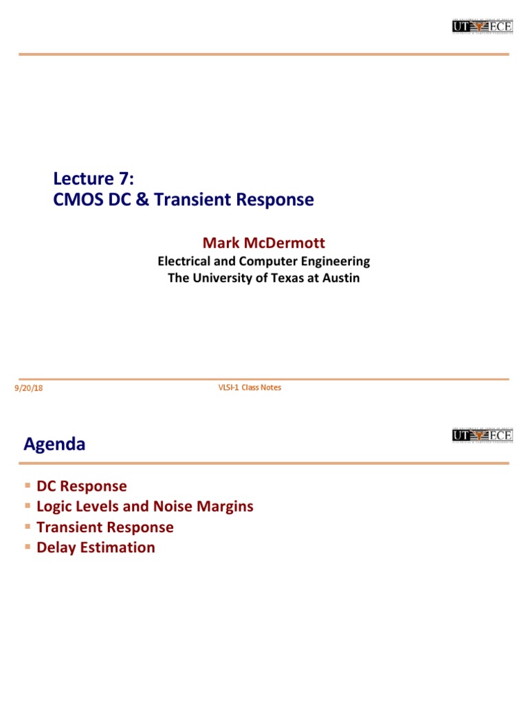 Lecture 7 - CMOS DC - Transient Response | PDF | Mosfet | Cmos
