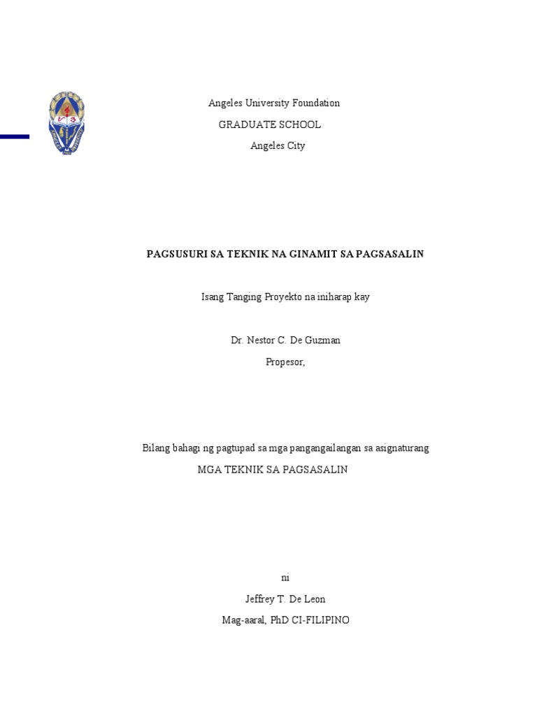 Pagsusuri Sa Salin | PDF