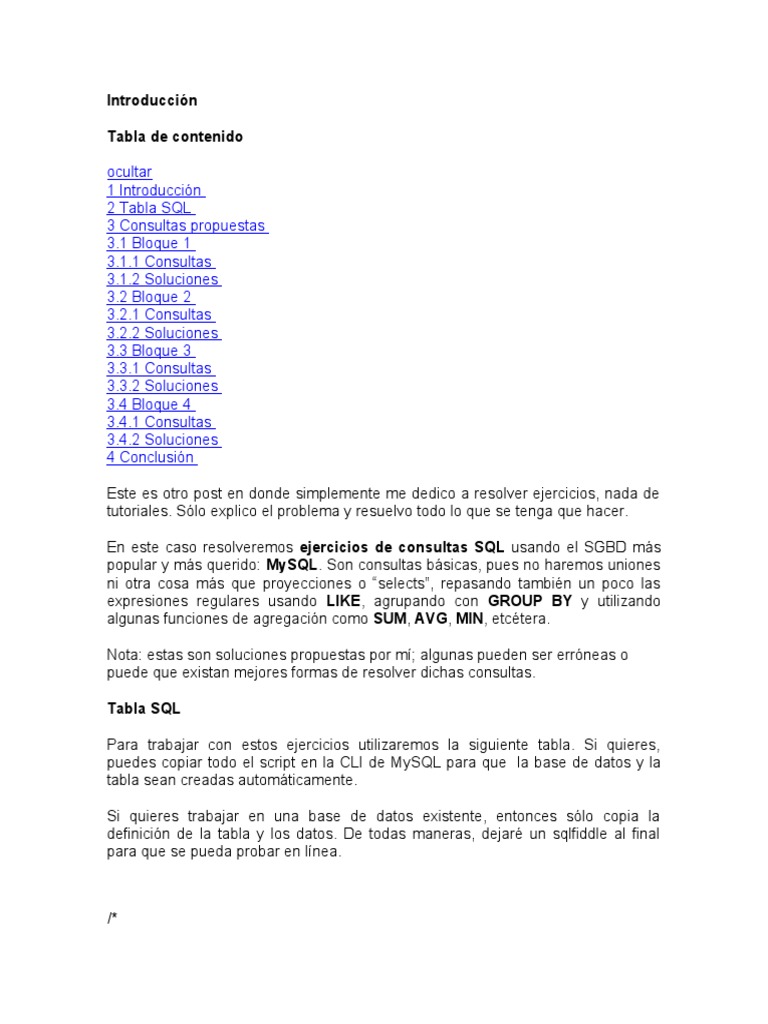 Ejercicios Resueltos de Consultas SQL MySQL | PDF | SQL | Bases de datos