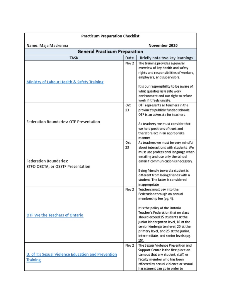 Practicum Checklist | PDF | Inclusion (Education) | Teachers