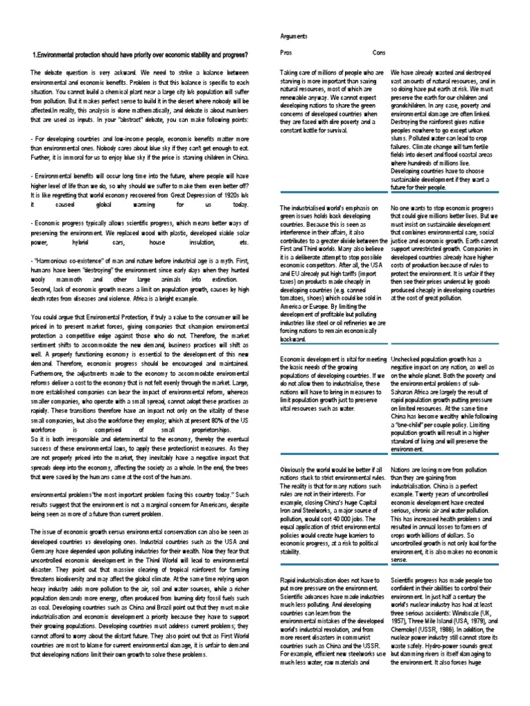 Economic Growth vs. Environmental Protection | PDF | Climate Change ...