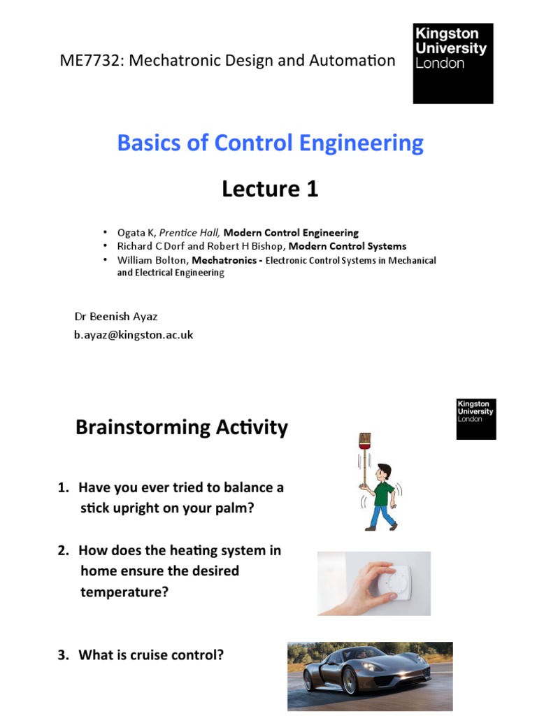 ME7732 Lecture 1 - Basics of Control Engineering - BA | PDF | Control ...