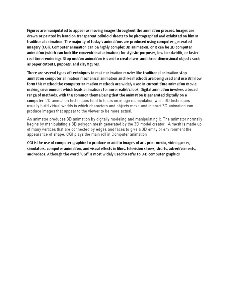 Exploring Traditional, Stop Motion, and Computer Generated Animation ...