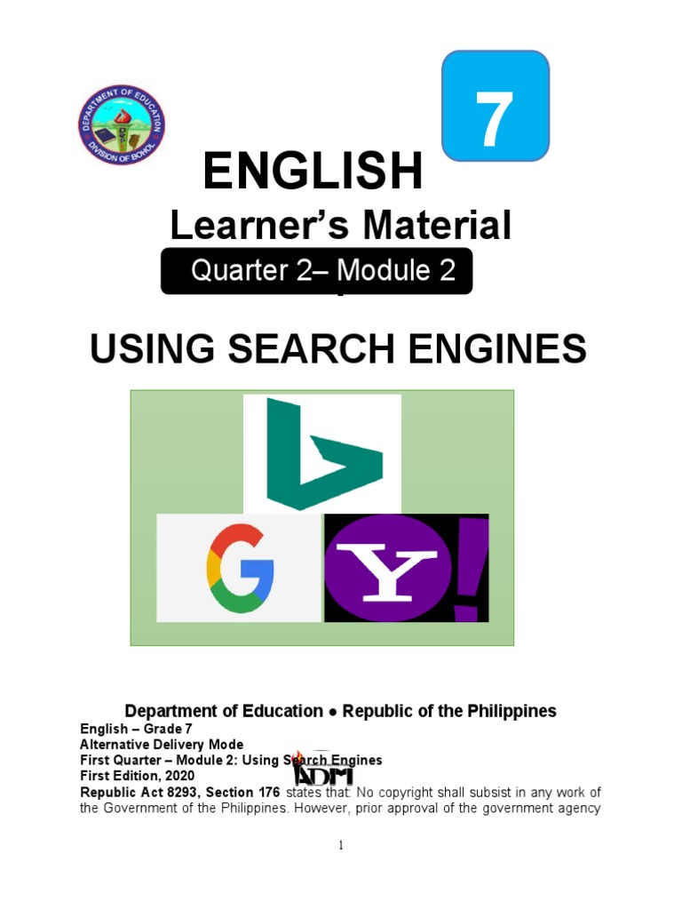 English 7 Q2 Module 2 | PDF | Web Search Engine | Yahoo!