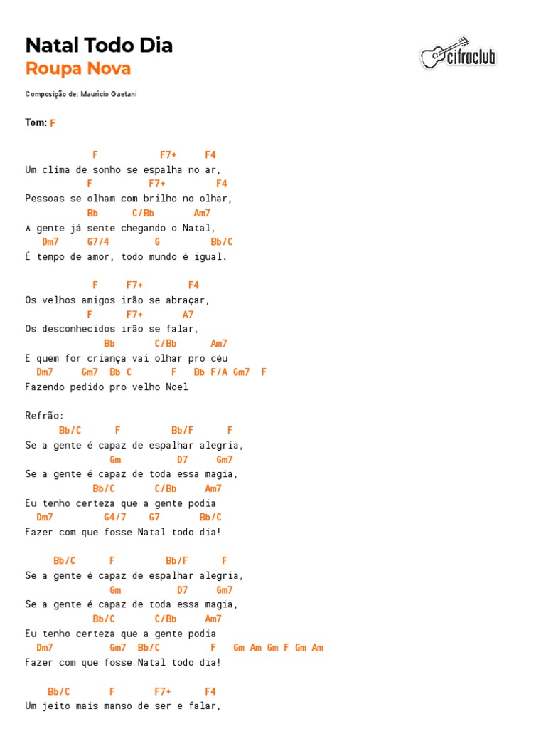 Cifra Club - Roupa Nova - Natal Todo Dia | PDF