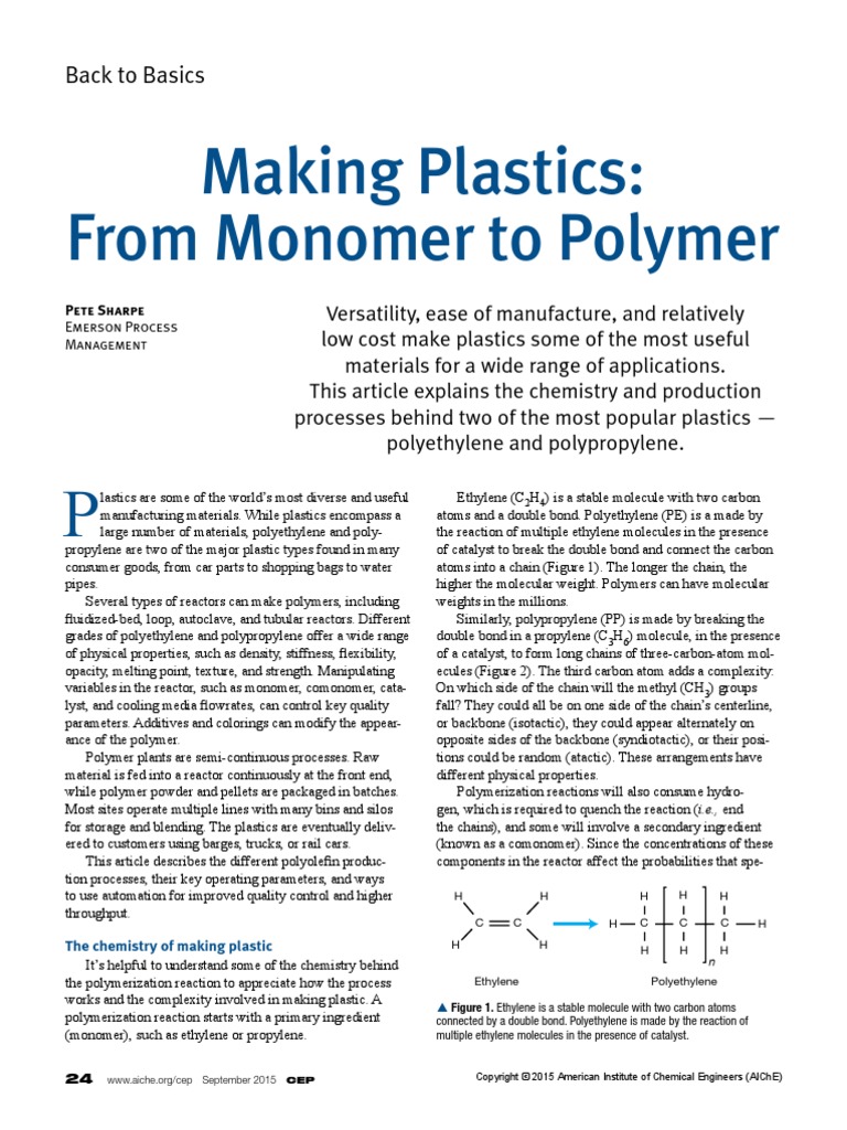 Making Plastics From Monomer To Polymer | PDF | Polyethylene | Polymers