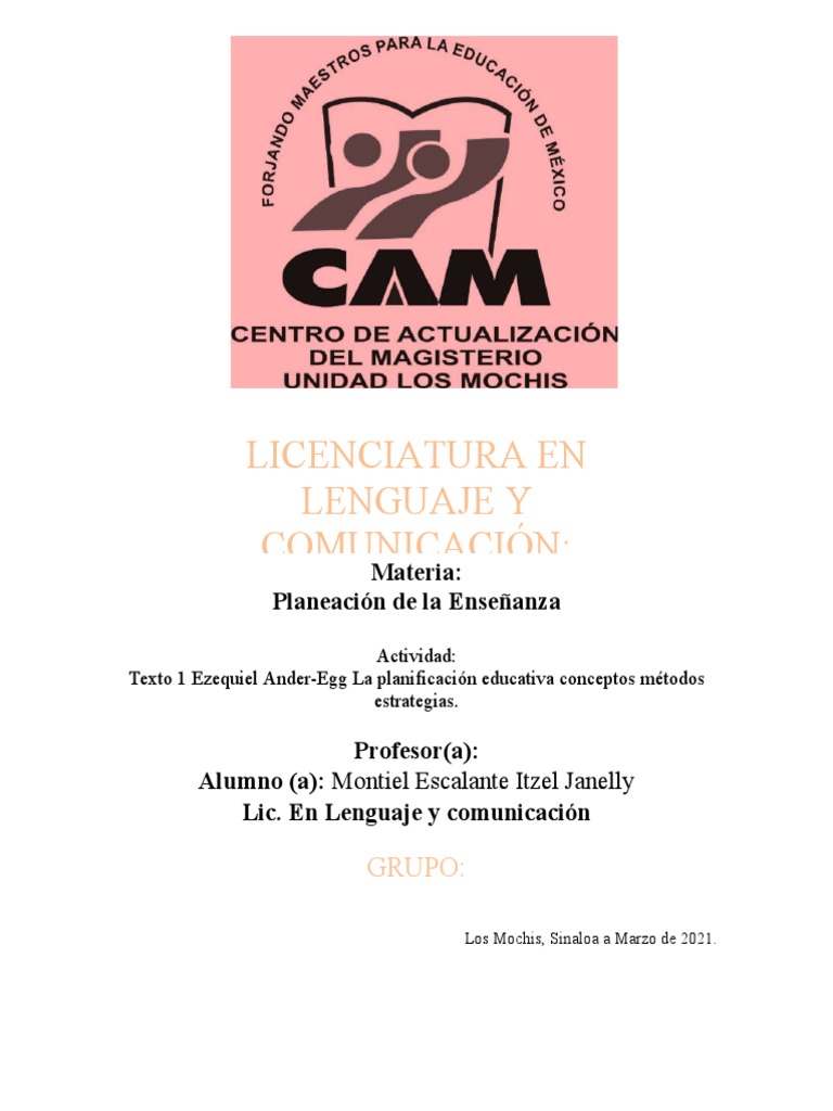 Texto 1 Ezequiel Ander-Egg La Planificación Educativa Conceptos Métodos | PDF | Planificación ...
