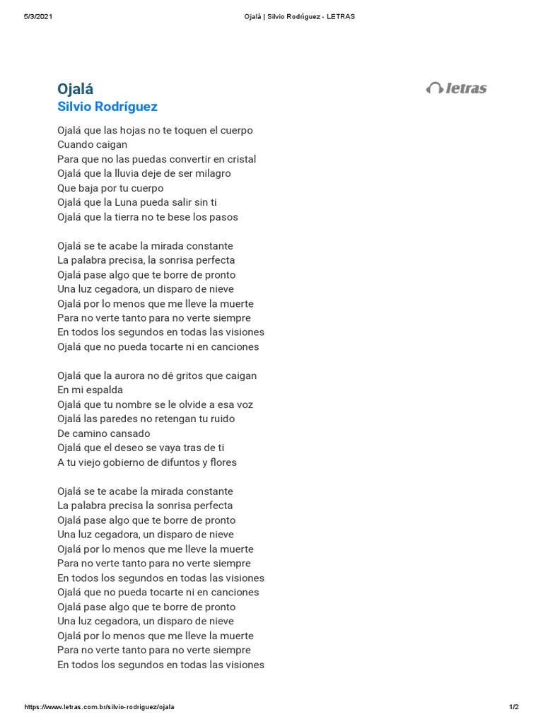 Ojalá - Silvio Rodríguez - LETRAS | PDF