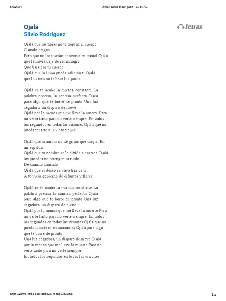 Ojalá - Silvio Rodríguez - LETRAS | PDF