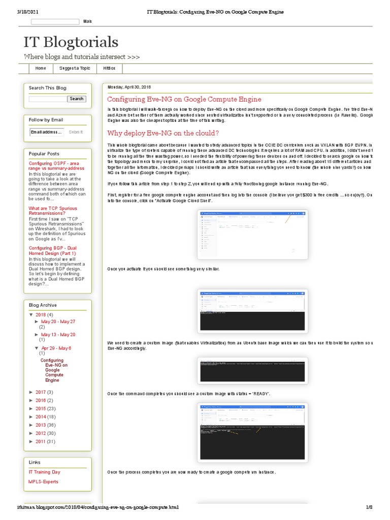 IT Blogtorials - Configuring Eve-NG On Google Compute Engine | PDF ...