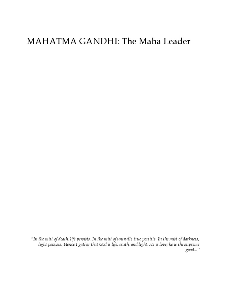 Gandhi Assignment | PDF | Mahatma Gandhi | Leadership
