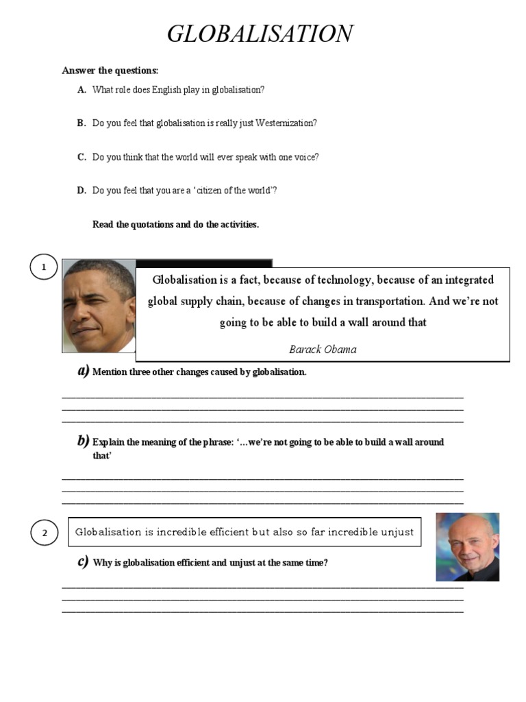 Globalization Worksheet | PDF | Globalization | Economies