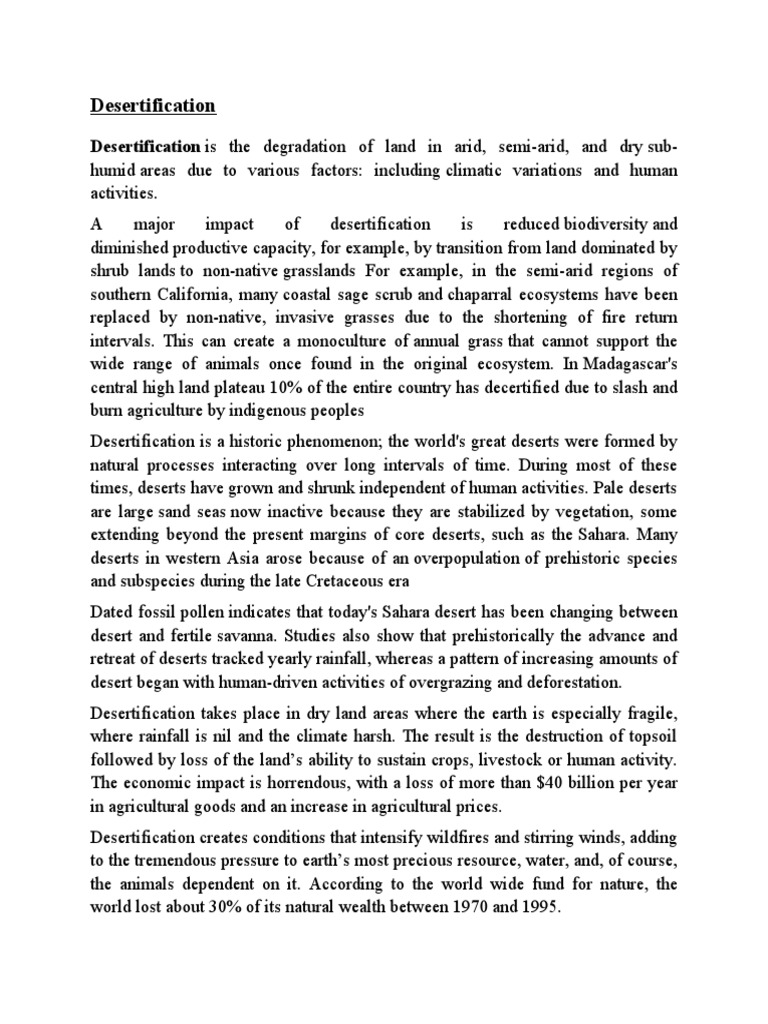 Desertification and Land Degradation | PDF | Desert | Environmental Science