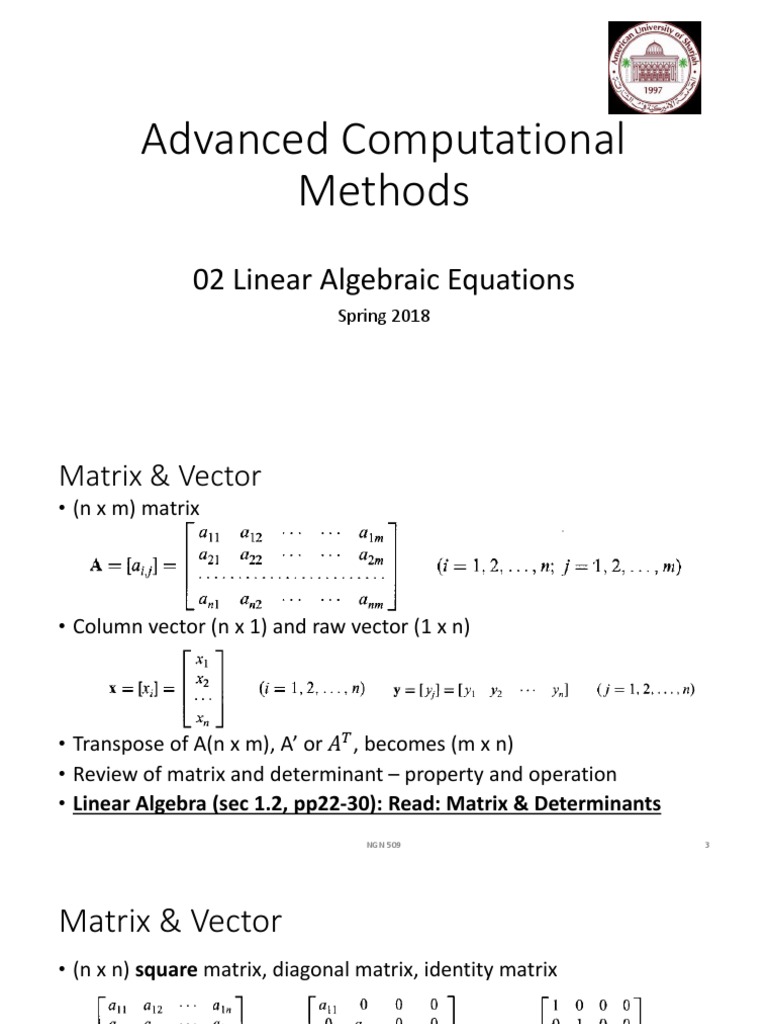 02-1 Linear Algebraic Equations | PDF | Matrix (Mathematics) | System ...