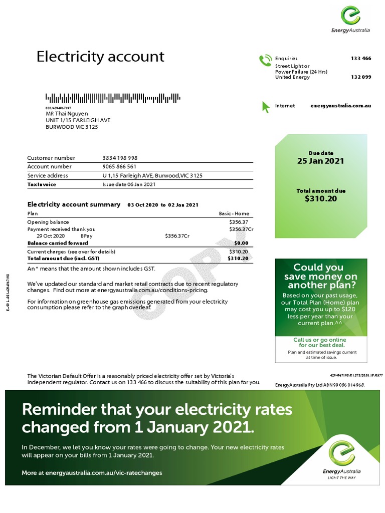 Electricity Account: Could You Save Money On Another Plan? | PDF ...
