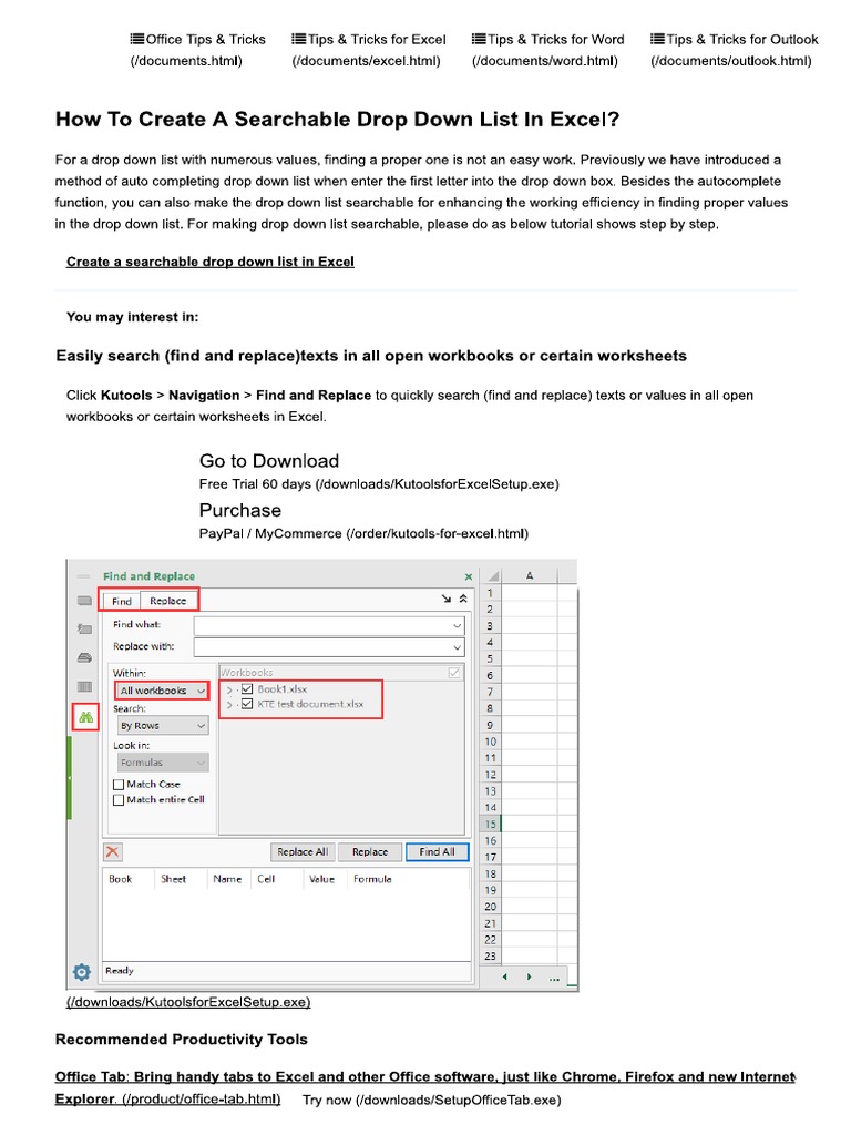 How To Create A Searchable Drop Down List in Excel | PDF