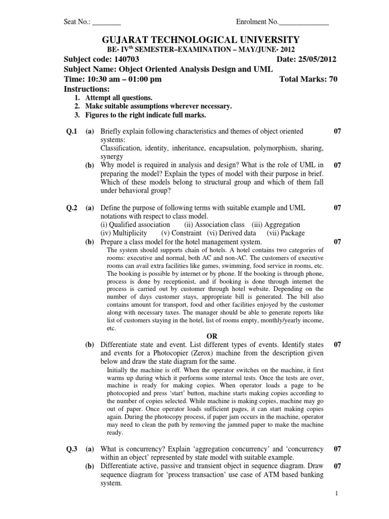 140512 140703 Object Oriented Analysis Design And Uml Pdf Use Case
