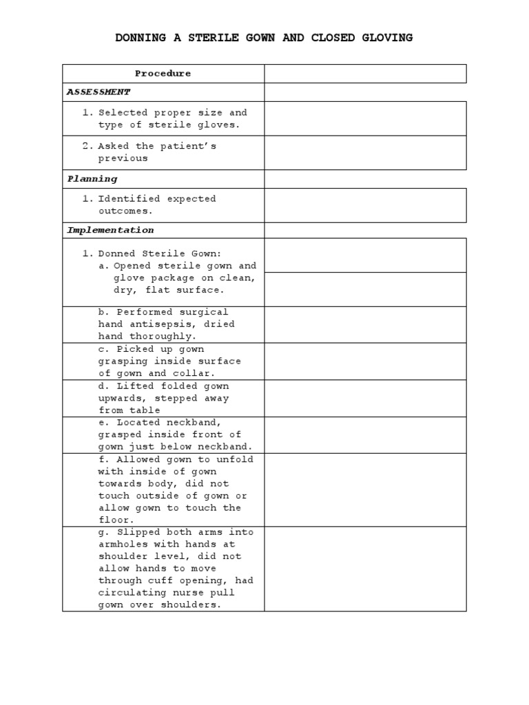 Donning Gown and Sterile Gloving | PDF