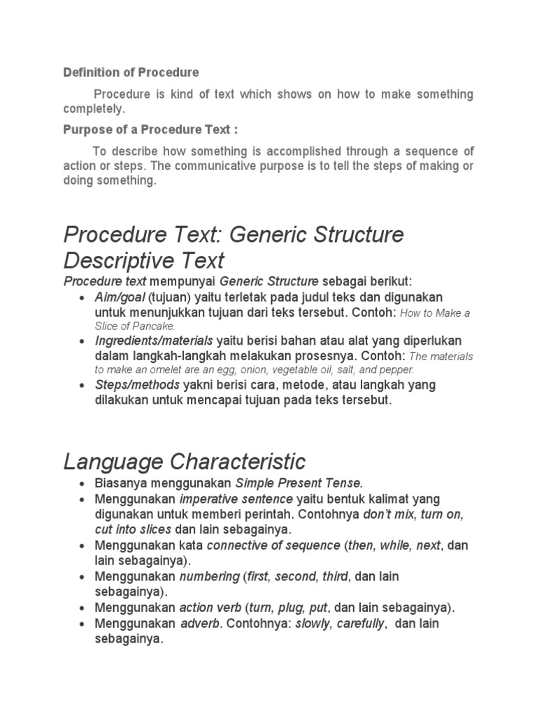 Definition of Procedure Text | PDF
