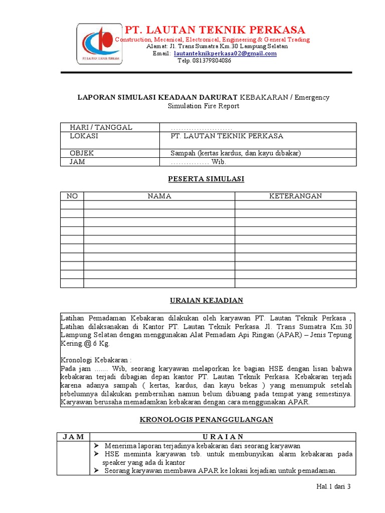 Laporan Simulasi Kebakaran | PDF