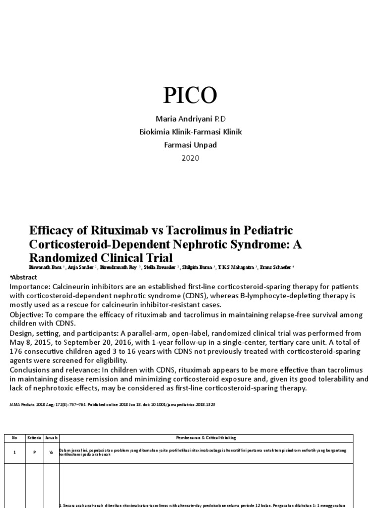 Pico | PDF | Pharmacology | Medical Treatments
