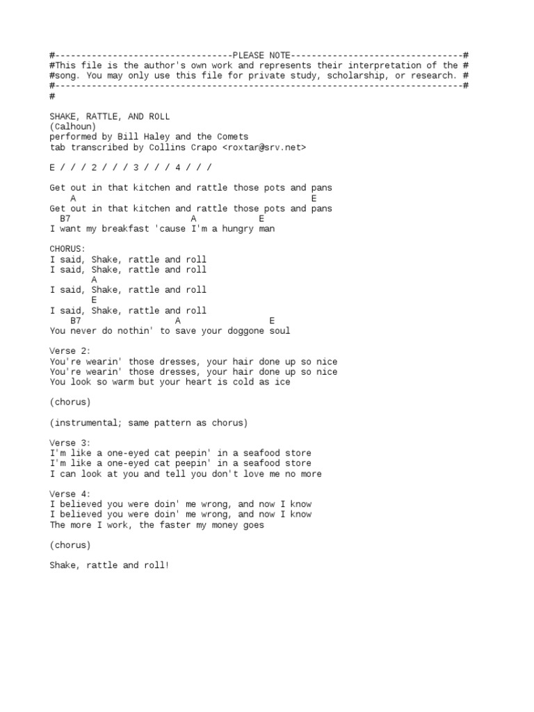 Shake, Rattle, and Roll Lyrics | PDF