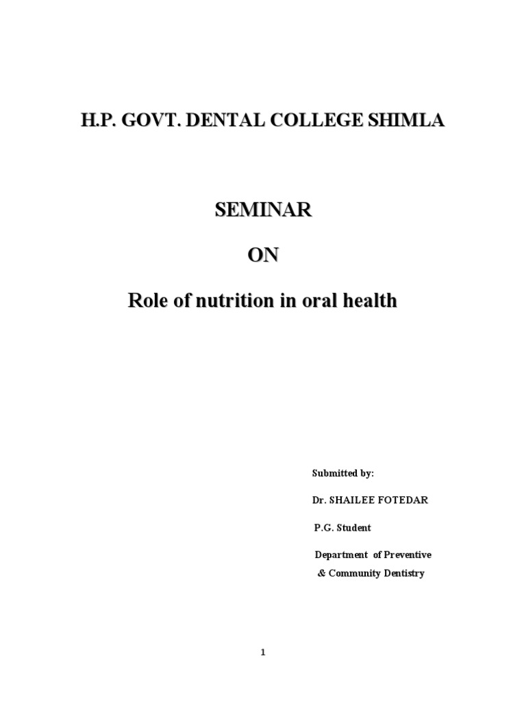 Nutrition's Impact on Oral Health | PDF | Carbohydrates | Nutrients