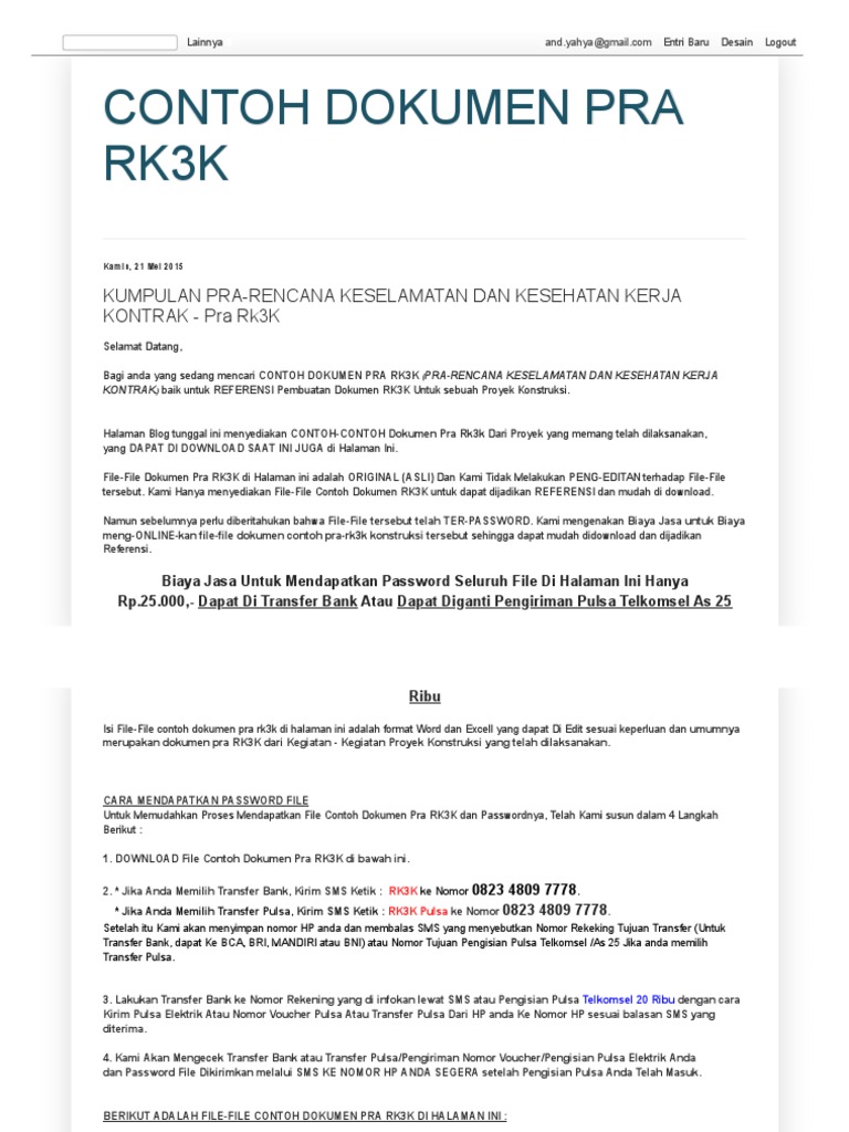 Contoh Dokumen Pra RK3K Konstruksi | PDF | Komputer
