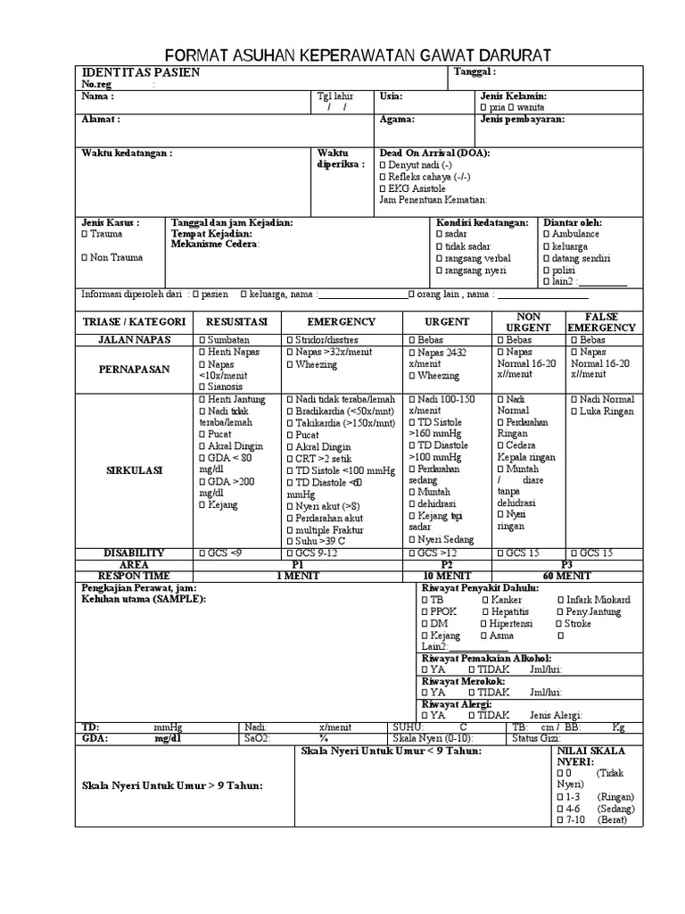 Format Asuhan Keperawatan Gawat Darurat | PDF