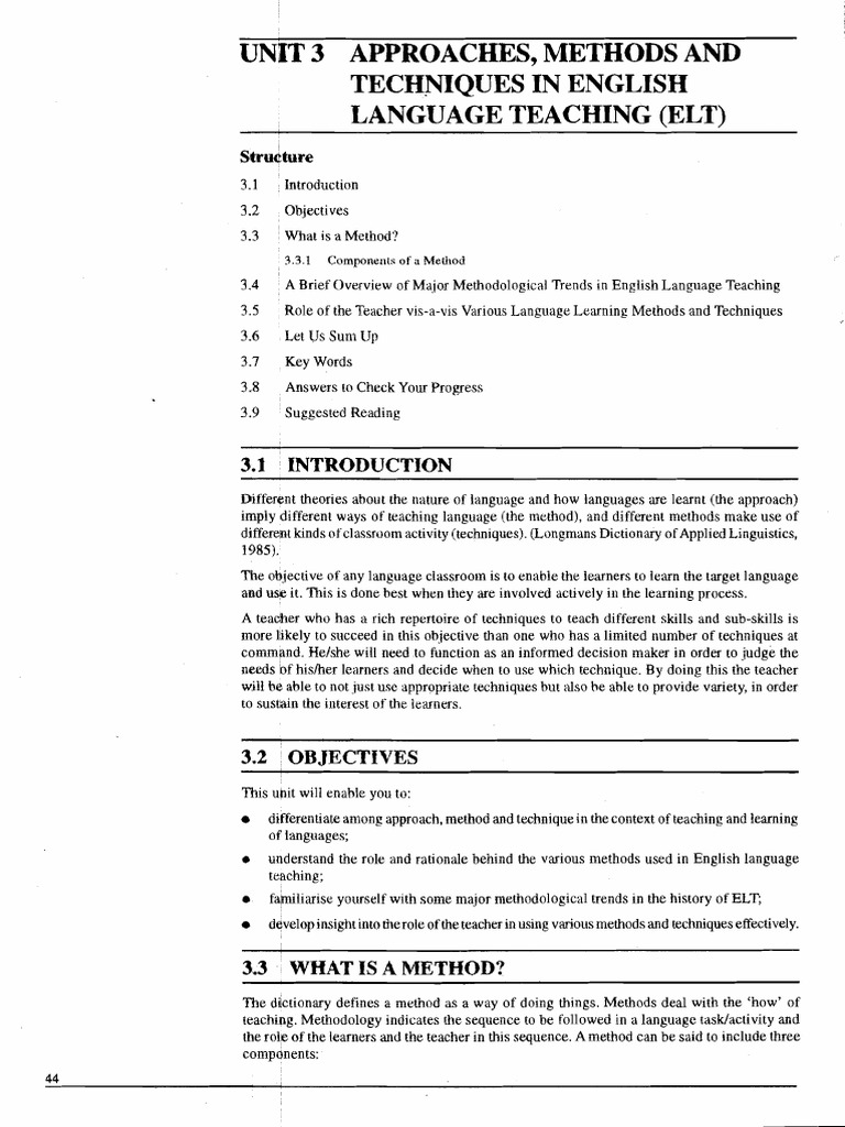 Unit Approaches, Methods and Techniques in English Language Teaching ...