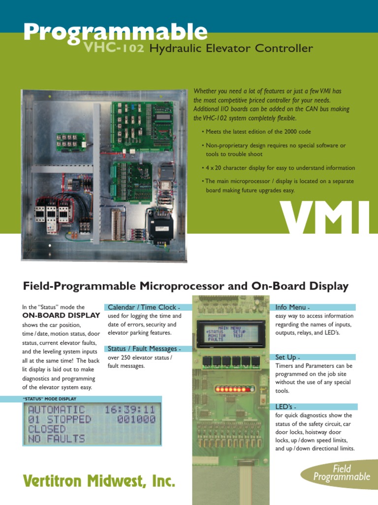 Programmable: Hydraulic Elevator Controller | PDF | Elevator | Computer ...
