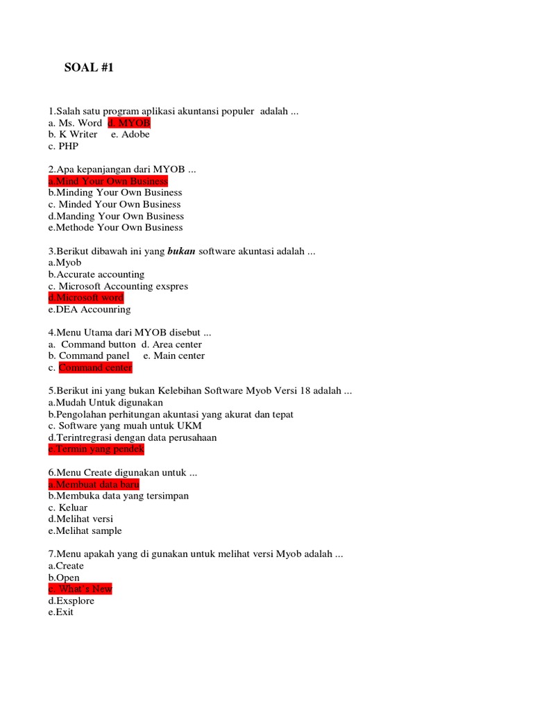 Soal Myob 1 (Sfile | PDF