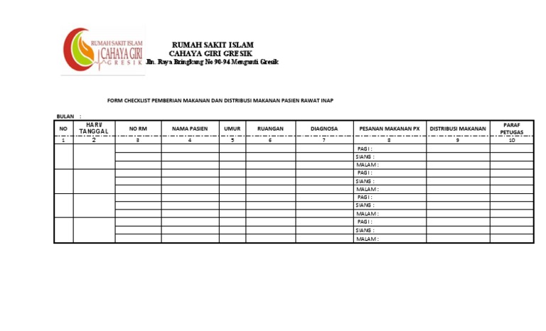 Form Distribusi Makanan | PDF