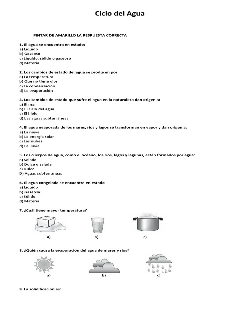 Prueba de Ciclo Del Agua | PDF | Evaporación | El ciclo del agua