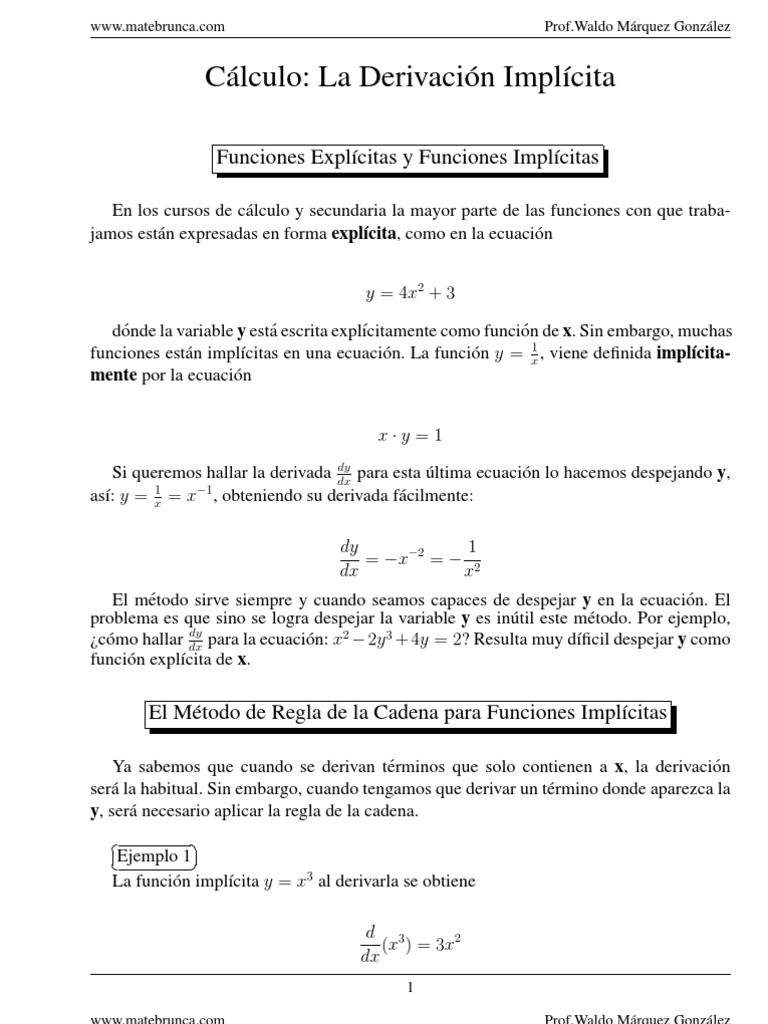 Derivacion Implicita | PDF | Derivado | Función (Matemáticas)
