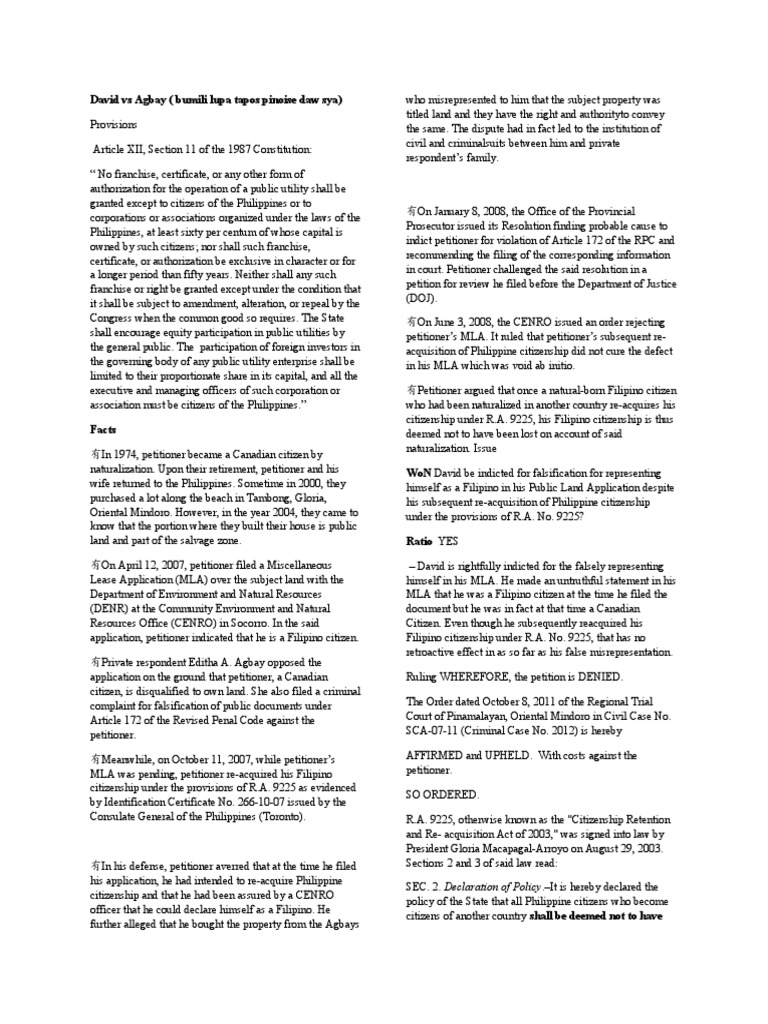 David Vs Agbay - PASI V Usec of DOTC | PDF | Lawsuit | Certiorari