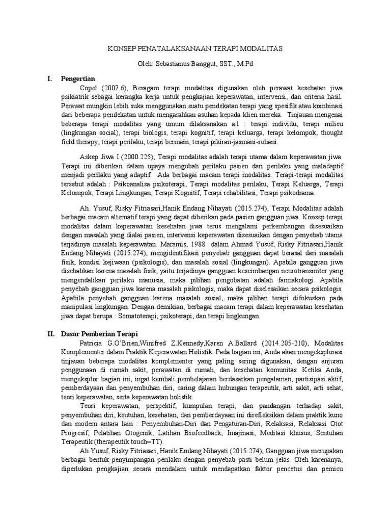 Konsep Penatalaksanaan Terapi Modalitas | PDF | Pengembangan Diri ...