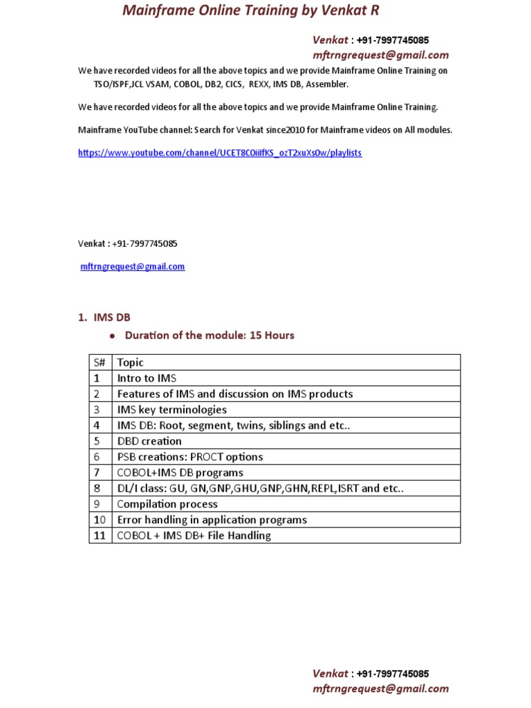 IMS DB Mainframe | PDF | Business | Technology & Engineering